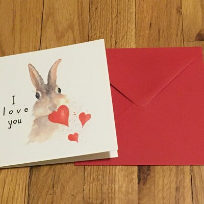 Bunnyvalentine Card.bunny Card. Romantic Card. Bunny Valentine Card ...