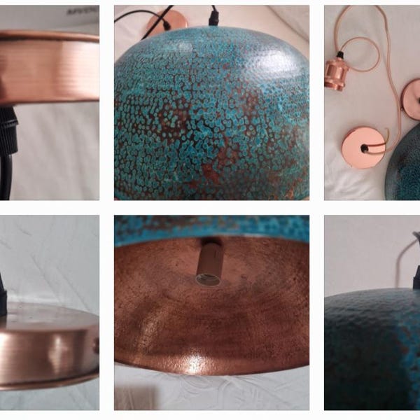 Solid Copper Dome Pendant Light - Oxidized Copper Ceiling Light Fixture ...