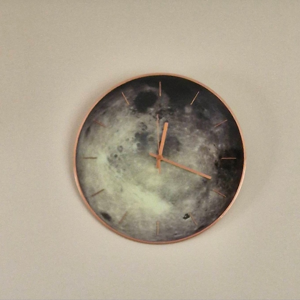 Moon Wall Clock, Moon Glow Clock, Planetary Decor, Glow in the Dark ...