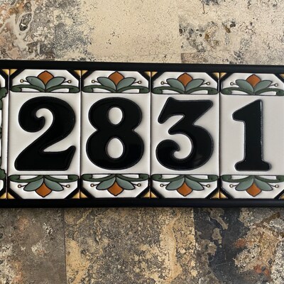 House Numbers Address Tiles Framed Set Custom Address Tiles Sign Hand ...