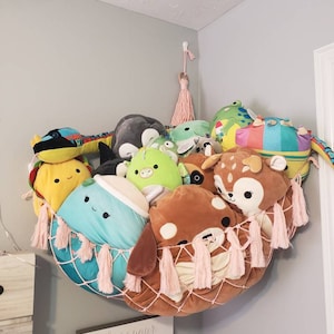 Macrame Toy Hammock, Stuffed Animal Storage, Squishmallow Holder, Kids ...
