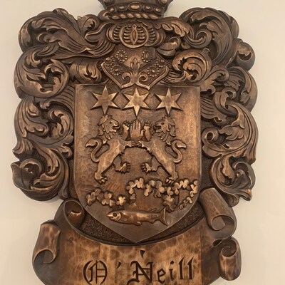 Custom Family Shield Wooden Crest Coat of Arms Personalized Heraldic ...