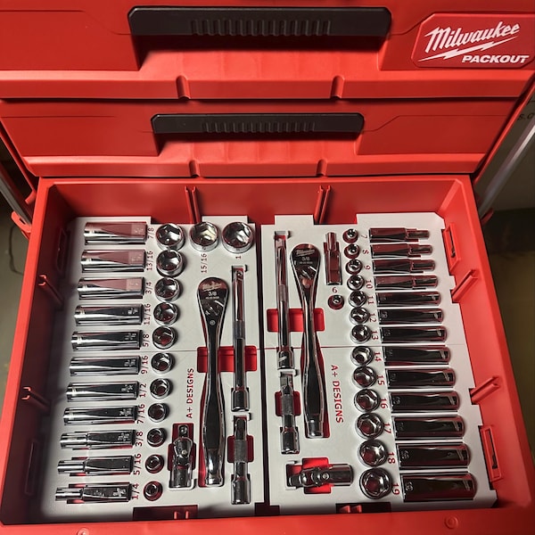 Stl***milwaukee Packout Deep Organiser Imperial / Fraction Drill Bit ...