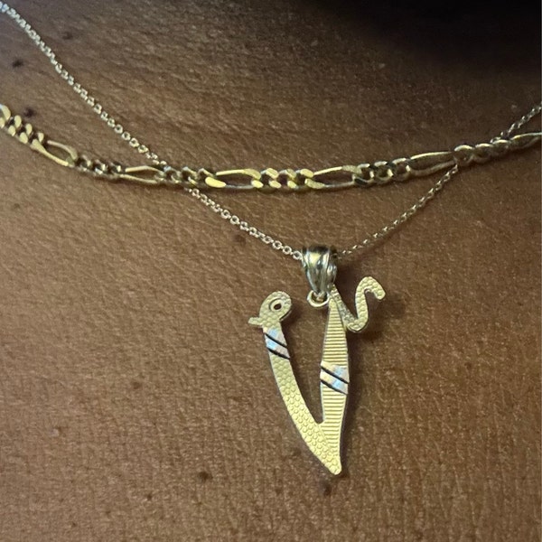 10k Solid Gold Initial Pendant Necklace - Letter Jewelry Gift - Etsy