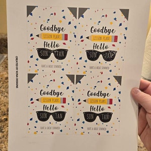 Printable End of School Tag Goodbye Lesson Plans, Hello Sun Tan End of ...