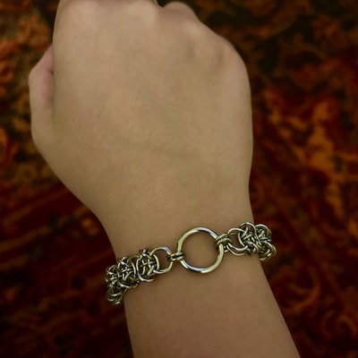 Barbed Wire Look Chainmail Bracelet With O Ring Stainless Steel Grunge ...