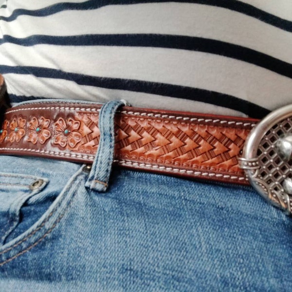 Handmade Men's Western Belt Genuine Full Grain Leather Without Buckle ...
