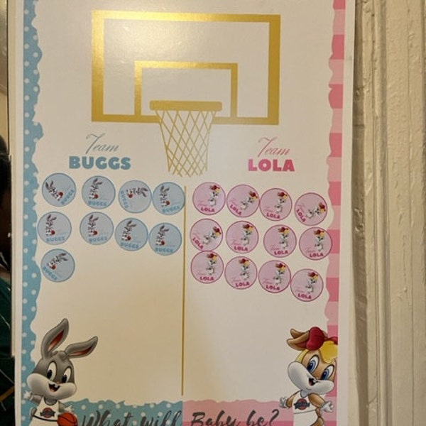 BABY Space Jam Gender Reveal Scoreboard (lola & Buggs Bunny Basketball ...