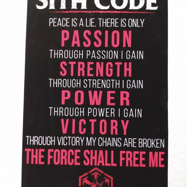 Sith Code Poster | Star Wars Inspired Wall Art | 12"x18" | Sith Empire ...
