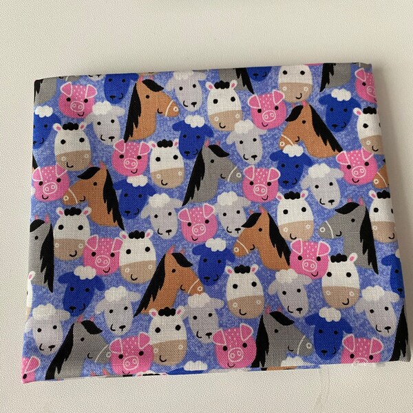Farm Friends Farm Faces Fabric - 100% Cotton - - Etsy