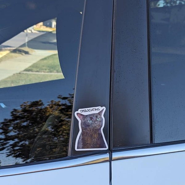 Dissociating Sticker, Zoning Out Black Cat Meme, Dissociative Sticker ...
