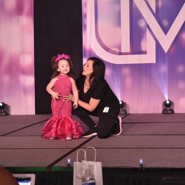 Hot Pink Sparkly Jumpsuit Pageant Outfit Girls Sequins Organza Fuchsia ...