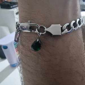 Men's Emerald Minimalist Necklace Custom Personalized Stainless Steel ...