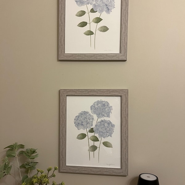Light Blue Hydrangea Print Set of 2 Hydrangea Painting Modern ...