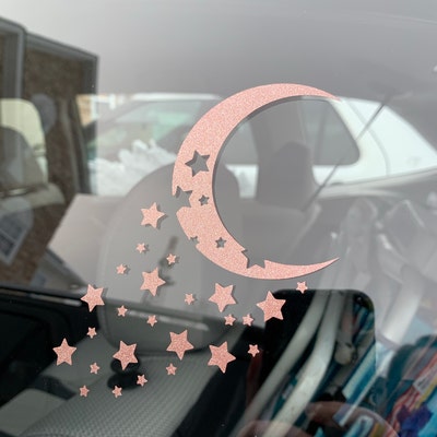 Moon and Star Shower Falling Stars Vinyl Decal Falling Stars Decal Moon ...