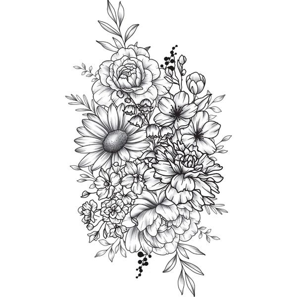 Duplicate Birth Flower Bouquet, Family Birth Month Tattoo Design, up to ...