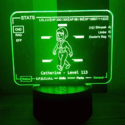 Custom Fallout Vault Girl Stat Screen Acrylic LED Light - Etsy