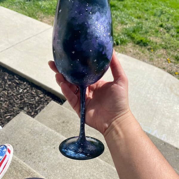 Galaxy, Nebula, Universe Celestial Hand Painted Wine Glasses Set of 2 ...