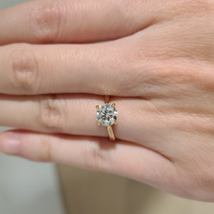 2 Carat Oval Lab Grown Hidden Halo Engagement Ring / Oval CVD Diamond VS1 F IGI / Yellow Gold ...