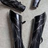 Pair of Blackened Bracers and Leg Greaves With Stone, Fantasy Larp ...