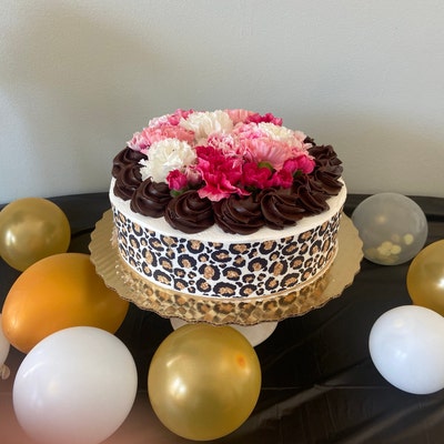 Leopard Print Edible Cake Wrap or Tropical Flowers Cake Topper - Etsy