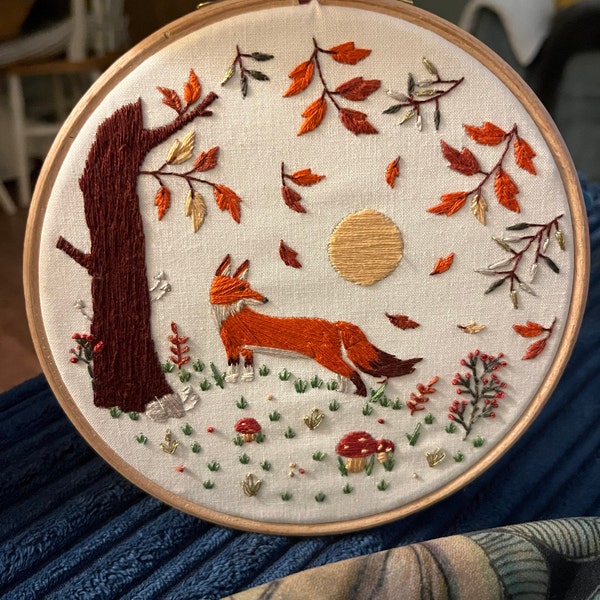 Woodland Fox Embroidery Kit: DIY Nature Scene, 6" Hoop - Etsy