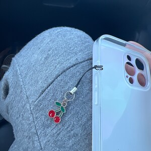 Red and Clear Beaded Cherry Phone Charm Keychain Purse Charm Accessory ...