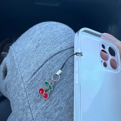Red and Clear Beaded Cherry Phone Charm Keychain Purse Charm Accessory ...