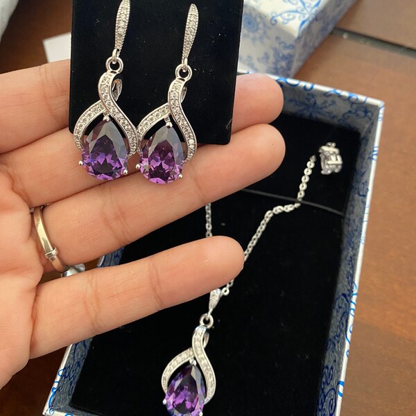 Purple Jewelry Set, Amethyst Bridal Set, Bridal Jewelry Set, Customize ...
