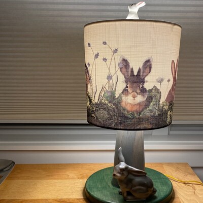 Lamp Shade Cabbage Patch Drum Lampshade Rabbit Decor Green Bunny Lamp ...