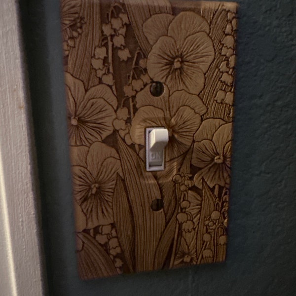 Wooden Flower Engraved Light Switch Cover - Lily of the Valley and ...