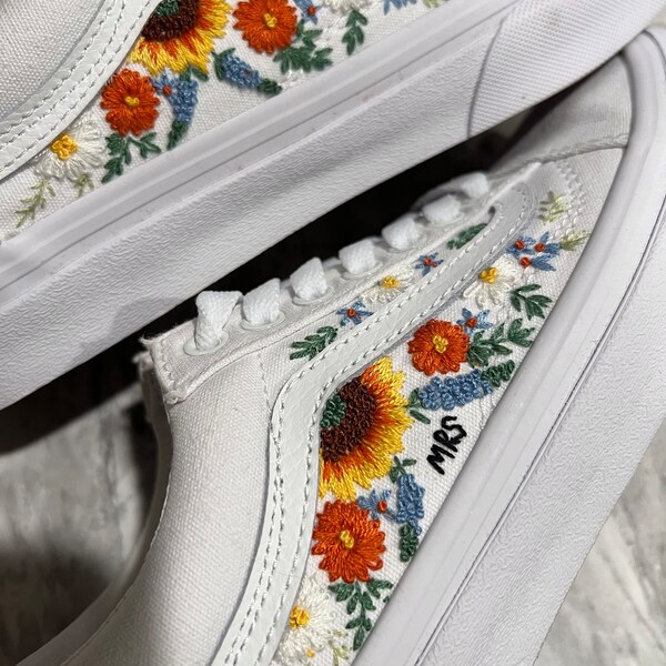 Personalized Vans/custom Vans Sunflower/embroidered Vans Colorful ...