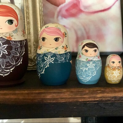 Lace, Russian Nesting Dolls-5piece Set, Uniquely Handmade Designed ...
