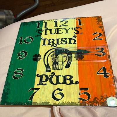 Irish Pub Customized Flag Clock, Ireland Flag Clock, Pub Drinking Signs ...