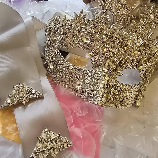 Twinkle Twinkle Little Stars Rose Gold Rhinestone Encrusted Masquerade ...