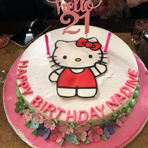 Glitter Hello 21, 21st Birthday Cake Topper, Twenty One, Gold Cake ...