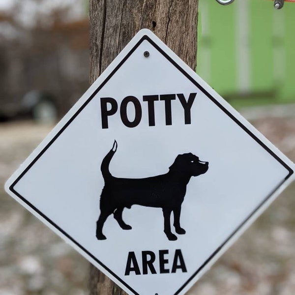 Potty Area Sign - Dog Standing Potty Area Exterior Rust Free Aluminum ...