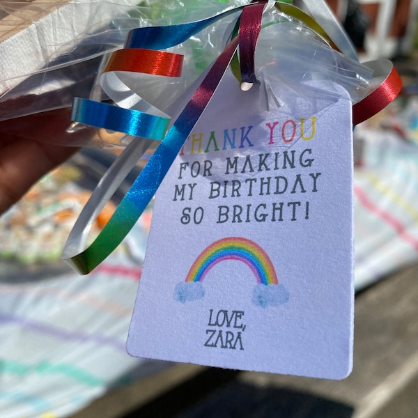 Rainbow Birthday Party Favor Tags • Thank You for Making My Birthday so ...