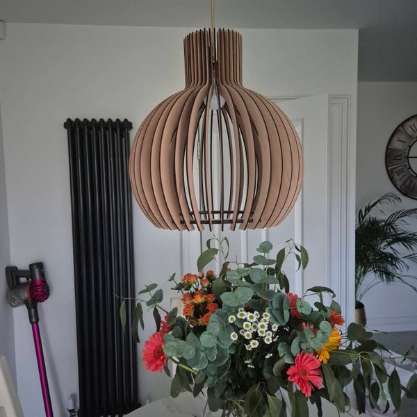 MONSTERA Mid-modern Wood Pendant Lightning, Wood Lamp, Wooden Lamp ...