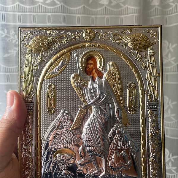 Saint John the Baptist Prodromos Silver Christian Orthodox Icon / Greek ...