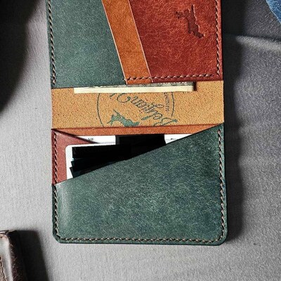 Timidus Card Wallet Cognac Handmade Minimalist Vertical Card Wallet - Etsy