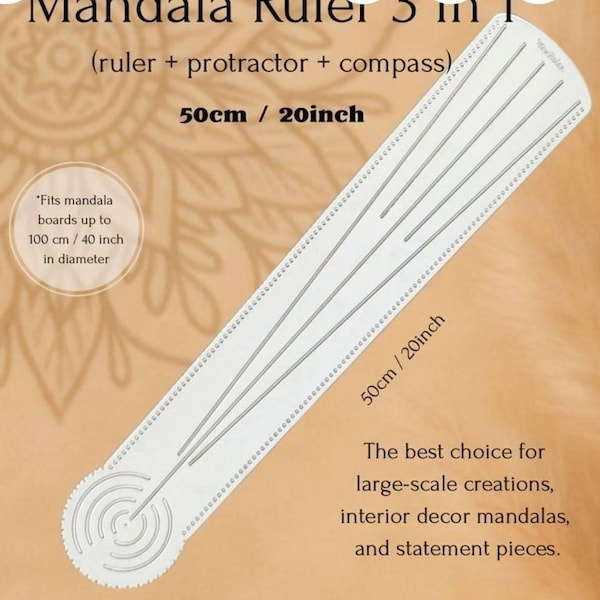 Mandala WOW Ruler 3-in-1 Compass + Protractor + Ruler, Dot Mandala Tool ...
