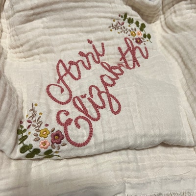 Personalized Embroidered Baby Receiving Blanket, Baby Blanket With Name ...