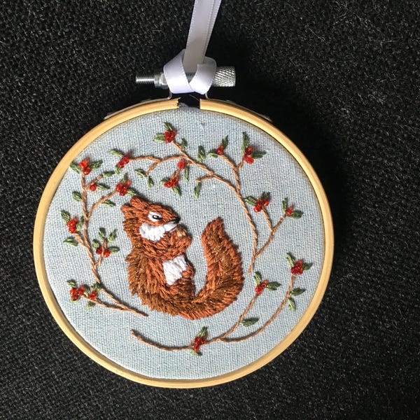 Squirrel Embroidery Template, Squirrel Needlepoint Pattern, Woodsy ...