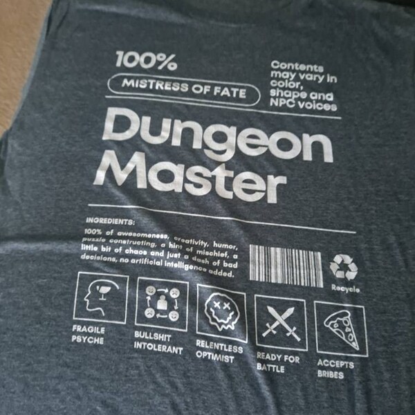 Dungeon Master 'ingredients' Dnd Shirt | Dungeons and Dragons, Dnd ...