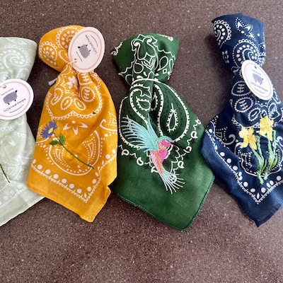Monogrammed Bandana hand Embroidered Group Gift Multiple Colors and ...