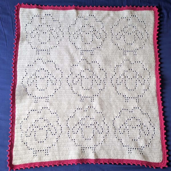 Filet Crochet Baby Blanket Pattern | Easy Crochet Pattern for Beginner ...