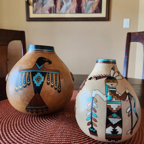 Turtle Desert Tortoise Gourd Pot Southwest Hand Painted Genuine ...