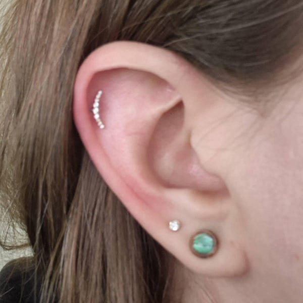 14K Solid Gold Sparkly Double Sequin Double Chain Attachment Triple ...