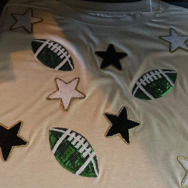 Ball Glitter Rhinestone Patch , Football Patch, Sequin Patch,iron on ...